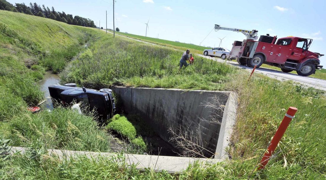Woman hurt when her pickup ends up in drainage ditch | News, Sports ...